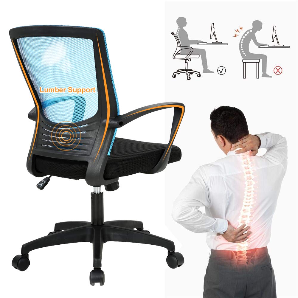 Meet perfect Office Chair, Mid Back Mesh Lumbar Support Home Office Computer Desk Chair Swivel Task Chair, Ergonomic Executive Chair on Rolling Wheels Height Adjustable for Men Women Back Pain-Grey