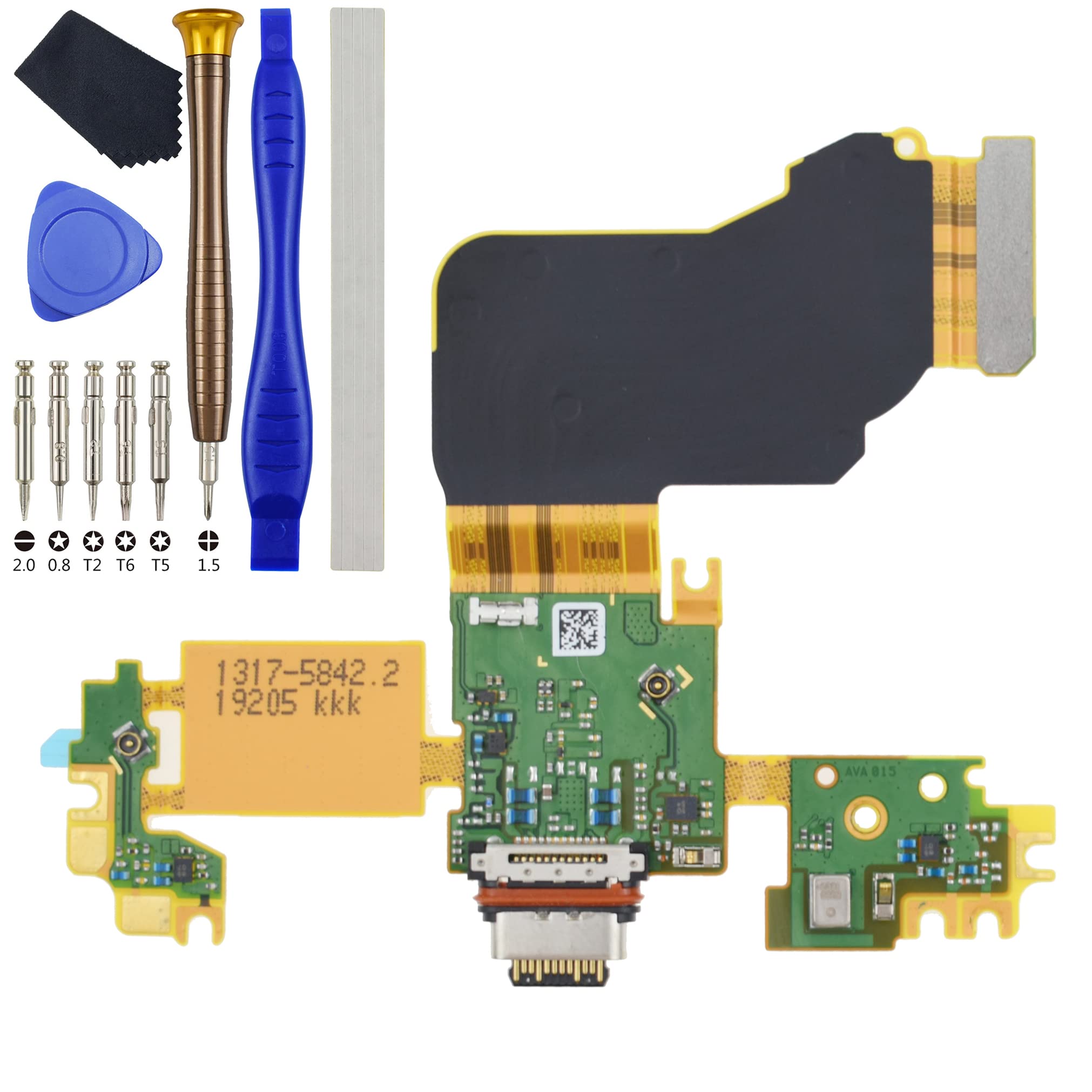 USB Charger Port Flex Cable Replacement for Microphone Replacement for Sony Xperia 1 J8110 J8170 J9110 Including Free Tool kit