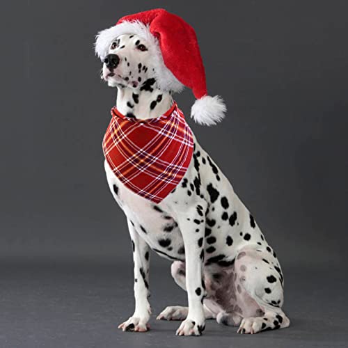 YUANKEXIANG Fall Bandana for Dogs 2 Pack - Christmas Pet Triangle Scarf Classic Plaid Reversible Bibs Kerchief Saliva Towel Set Pet Costume Accessories for Small Medium Large Dogs Cats