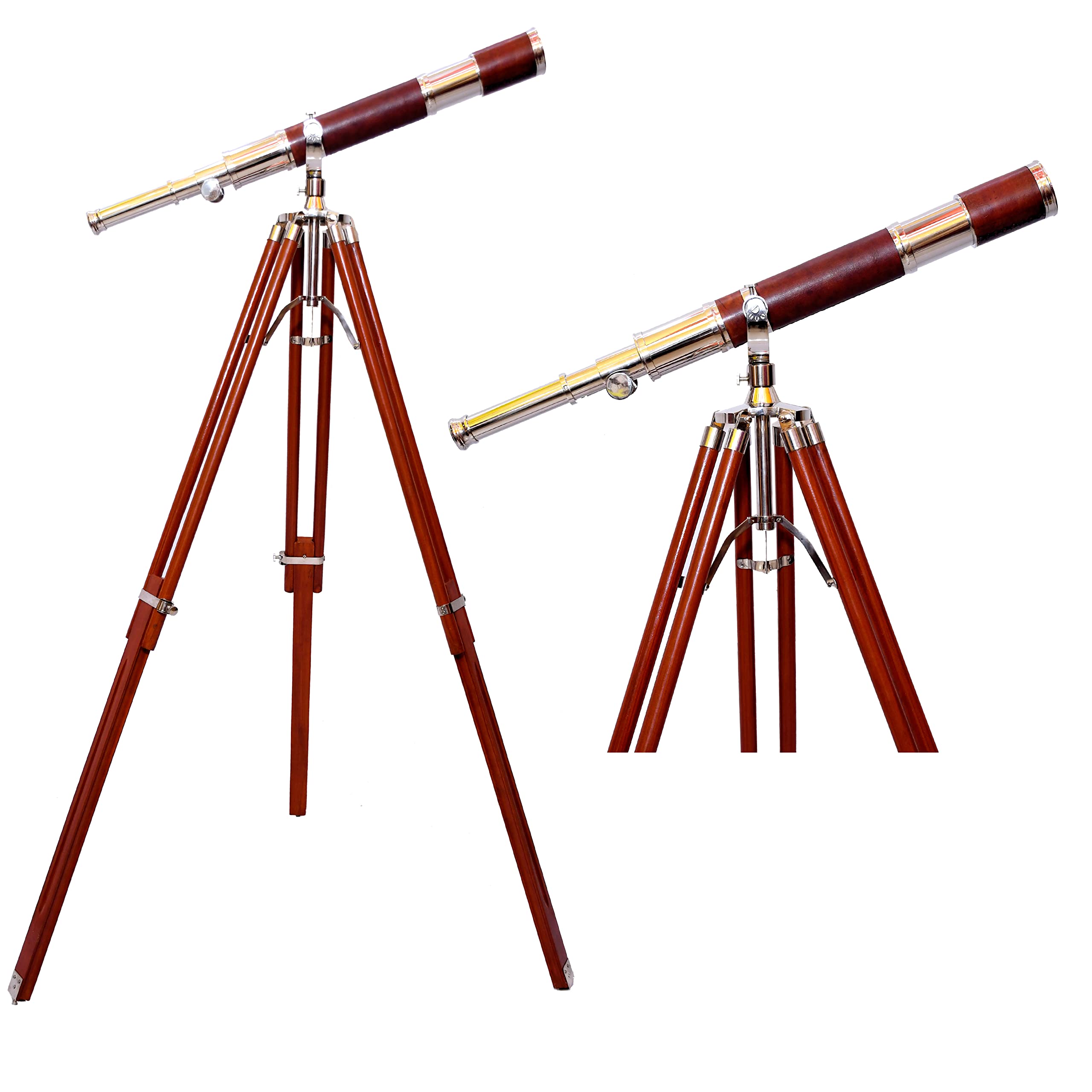 Marine Standard High Magnification Tube Telescope Handmade Antique Tripod Telescope Single Barrel Spyglass Nautical Decorative