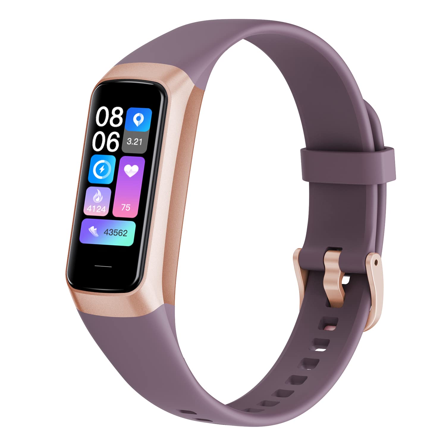 UMEGET Fitness Tracker,1.1 Inch Color AMOLED Screen Smart Watch,25 Sports Modes Heart Rate Sleep Tracker,7 Working Days,Magnet Charging,Thermistor Sensor Bracelet for Kids&Adult (Bordeaux)