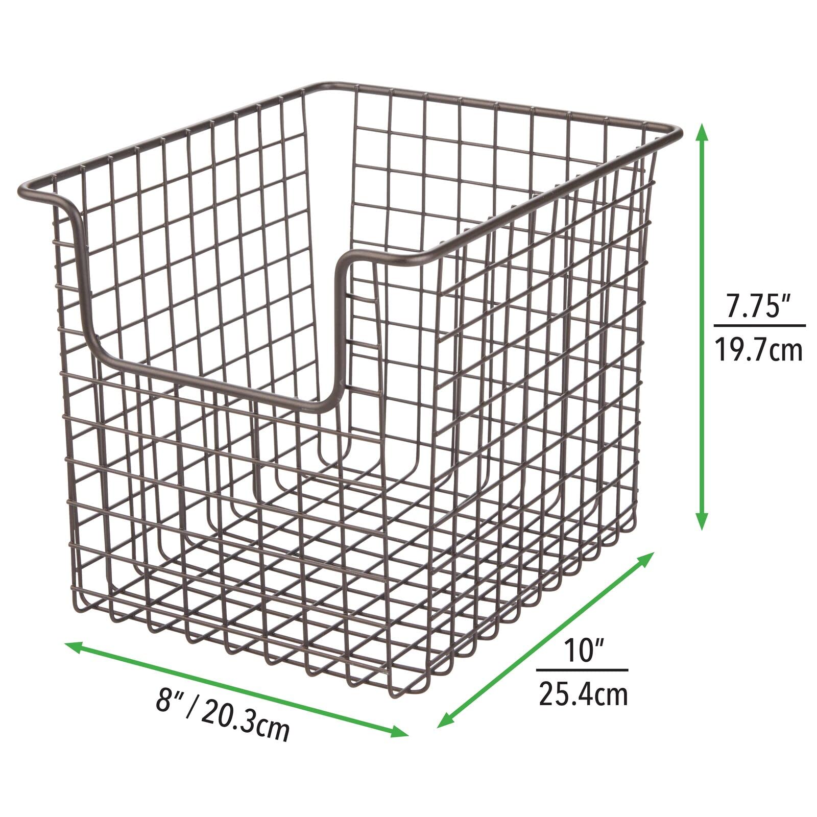 mDesign Metal Wire Closet Storage Basket Organizer with Front Dip Opening for Organizing Bedroom, Bathroom, Mudroom, Entryway, Hallway, or Linen Closets - Concerto Collection - 4 Pack - Bronze