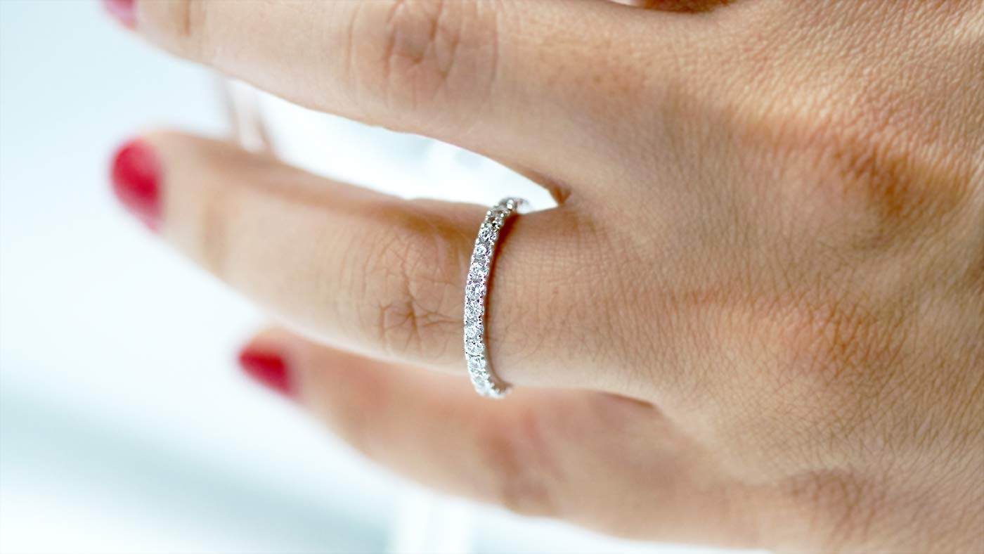 Natural 14k White Gold Diamond Ring for Women Wedding Anniversary Stackable Thin Band 1/4 cttw (Color H-I, Clarity I1-I2). Natural Real Mined Diamonds.
