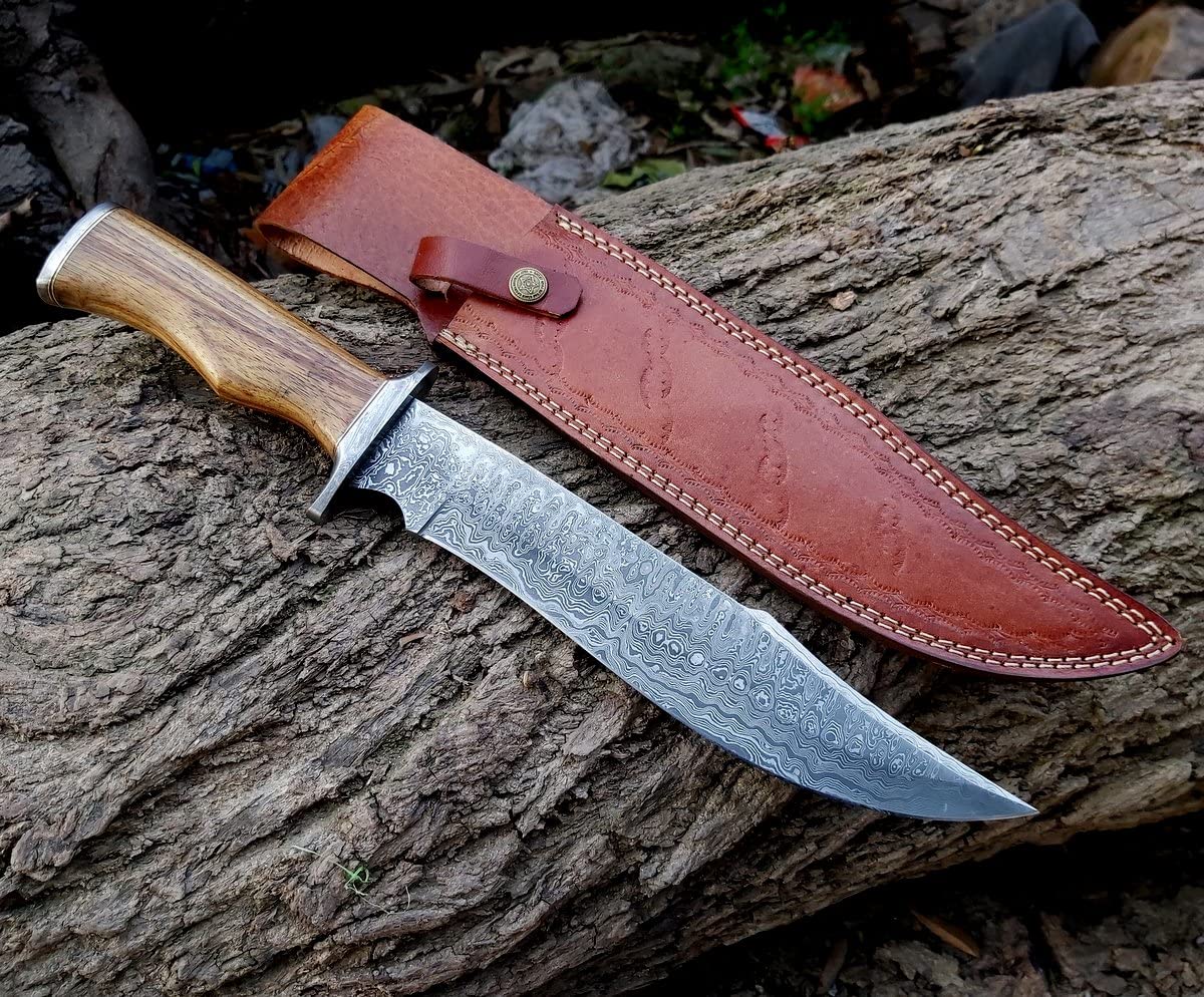 Unique Blades 15' Inches Knife ! Damascus Steel Bowie Knife ! Fix Blade Hunting Knife Survival Camping Knife Unique Pattern Full Tang With Sheath