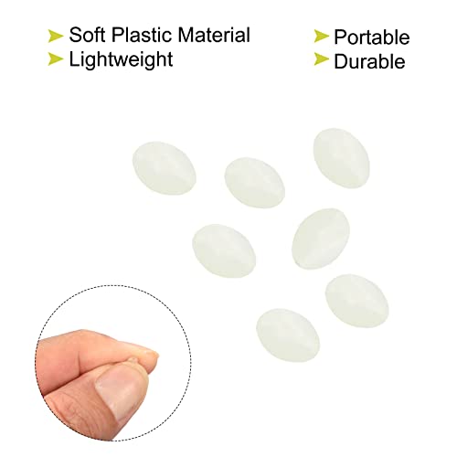 PATIKIL 5x4mm Luminous Fishing Beads, 200 Pieces Soft Plastic Glow Fishing Bait Eggs Rig Bead Tackle Tool Oval, White