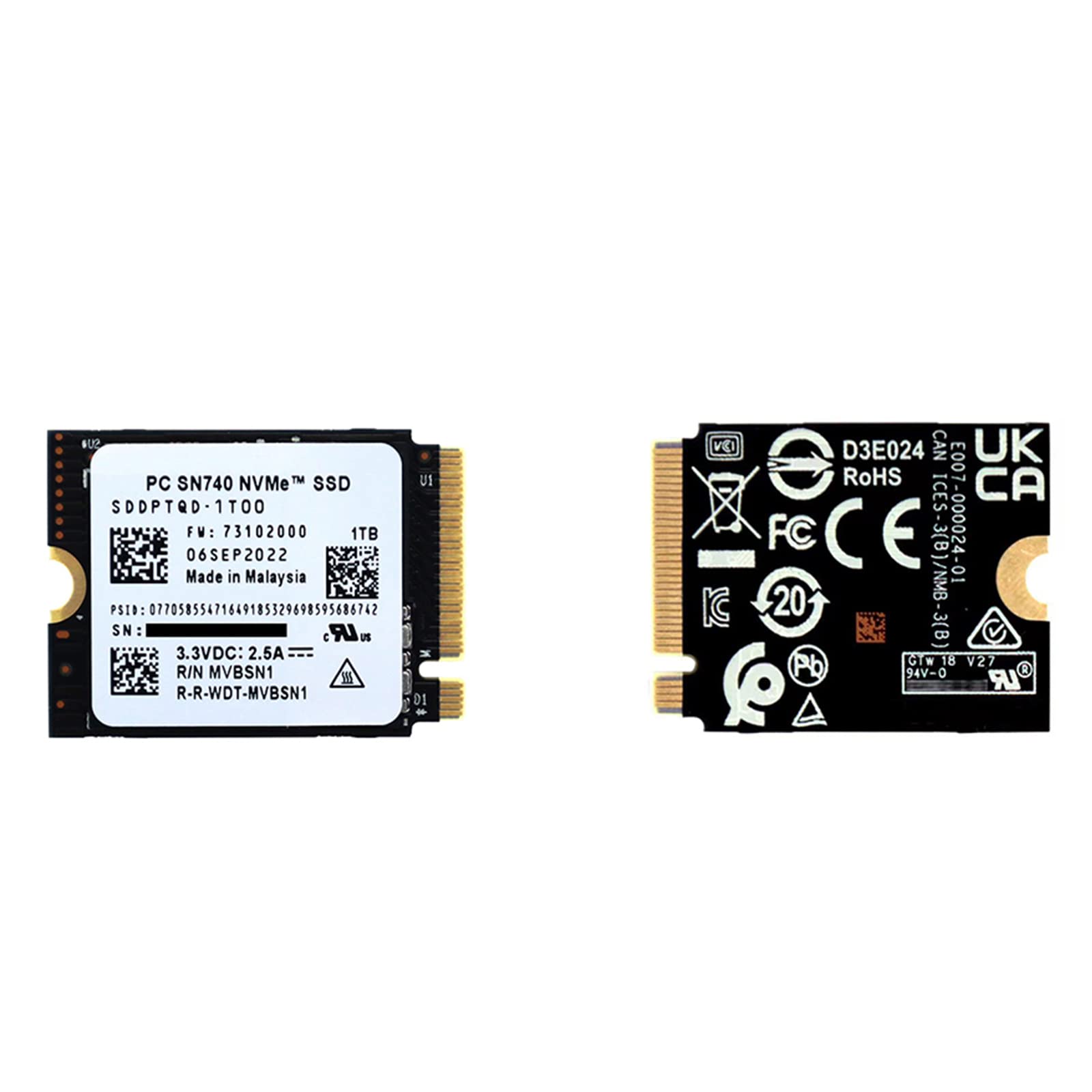 Yassdwbn SN740 m.2 2230 SSD 1TB NVMe PCIE4.0x4 for Steam Deck, for ASUS ROG Flow X Laptop