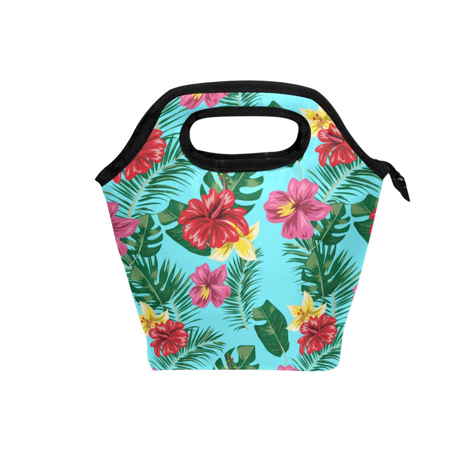 Sletend Palm Leaves Flower Floral Insulated Lunch Bag Portable Zipper Lunch Bag for Kids Adult Teen Men Women,Reusable Lunch Boxes Lunchboxes Meal Prep Handbag for Work School Travel Picnic