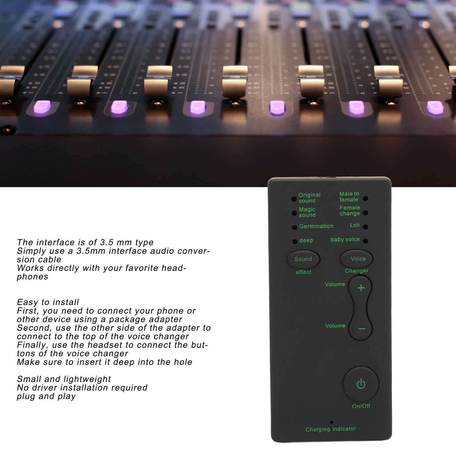 Voice Changer Disguiser, Portable Handheld Mini Gaming Live Sound Card, for PS4 PS5 Xbox One Switch Game Console PC Phone Laptop, 7 Types Sound Adjustable, Men, Women