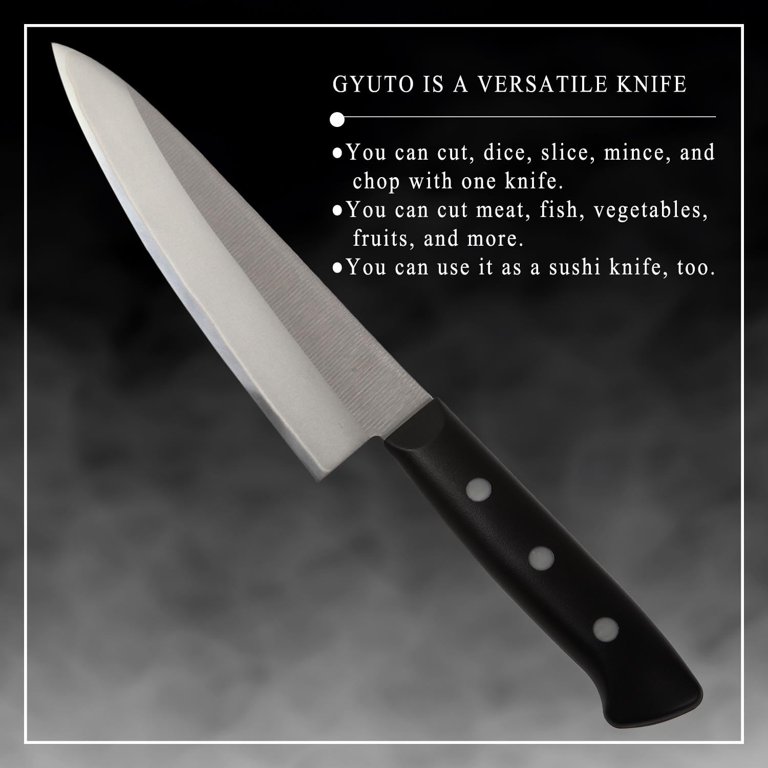 Syosaku Japanese Chef Knife Molybdenum Vanadium Stainless Steel w/o Bolster, Gyuto 7-inch (180mm) Dishwasher Safe