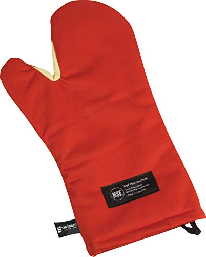 San Jamar CTC17 Cool Touch Conventional Oven Mitt Heat Protection up to 500° F, 17" Length, Red