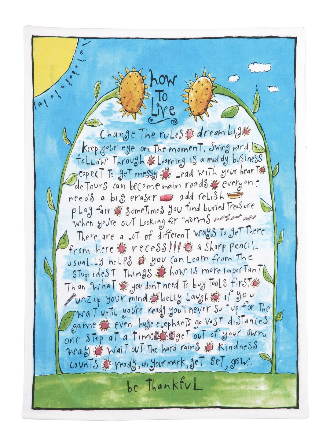 Sandy Gingras How to Live Kitchen Towel, Blue