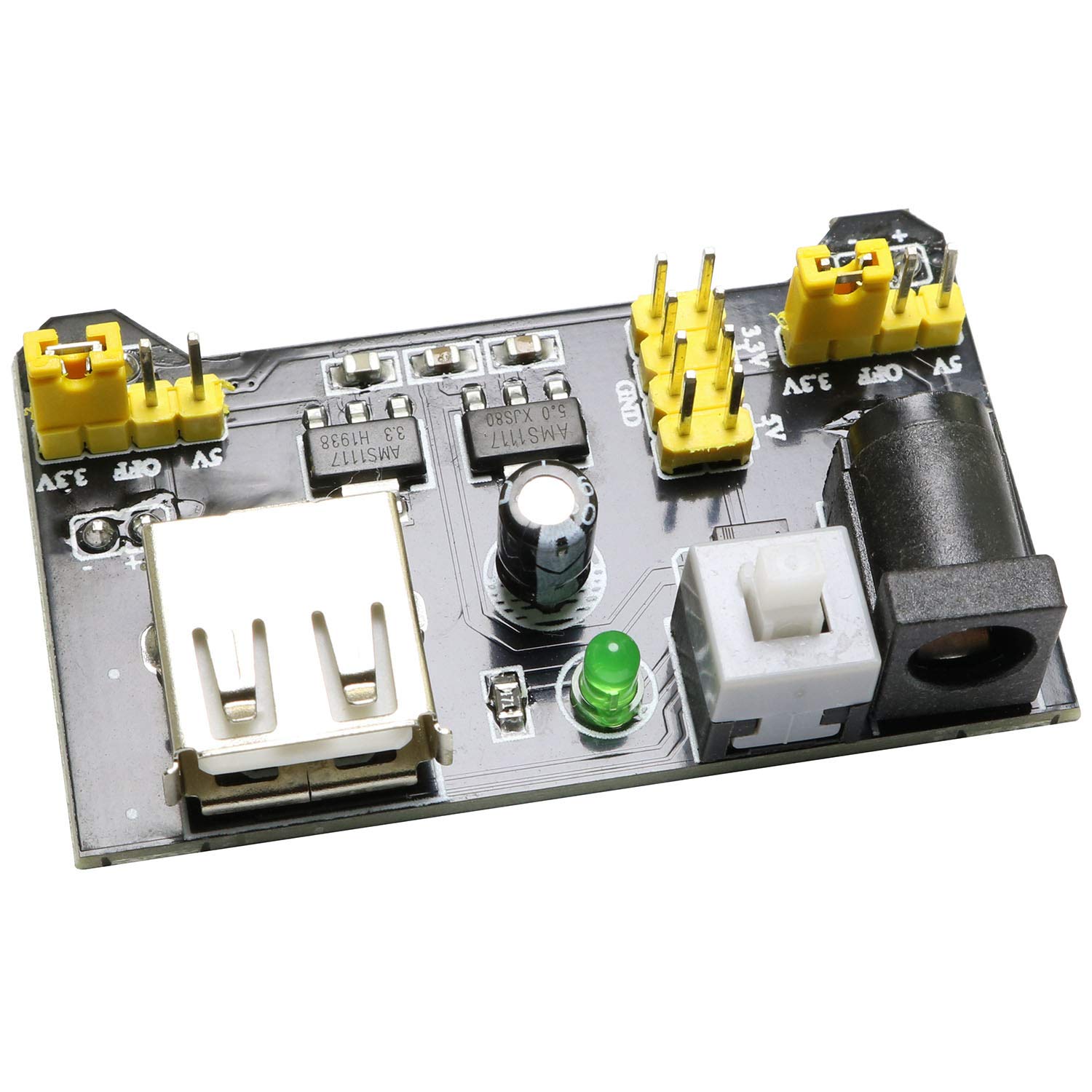 Magic&shell 2PCS MB102 Breadboard Power Supply Module and 9v Battery Clip with 2.1mm X 5.5mm Male DC Plug Assortment Kit for Arduino