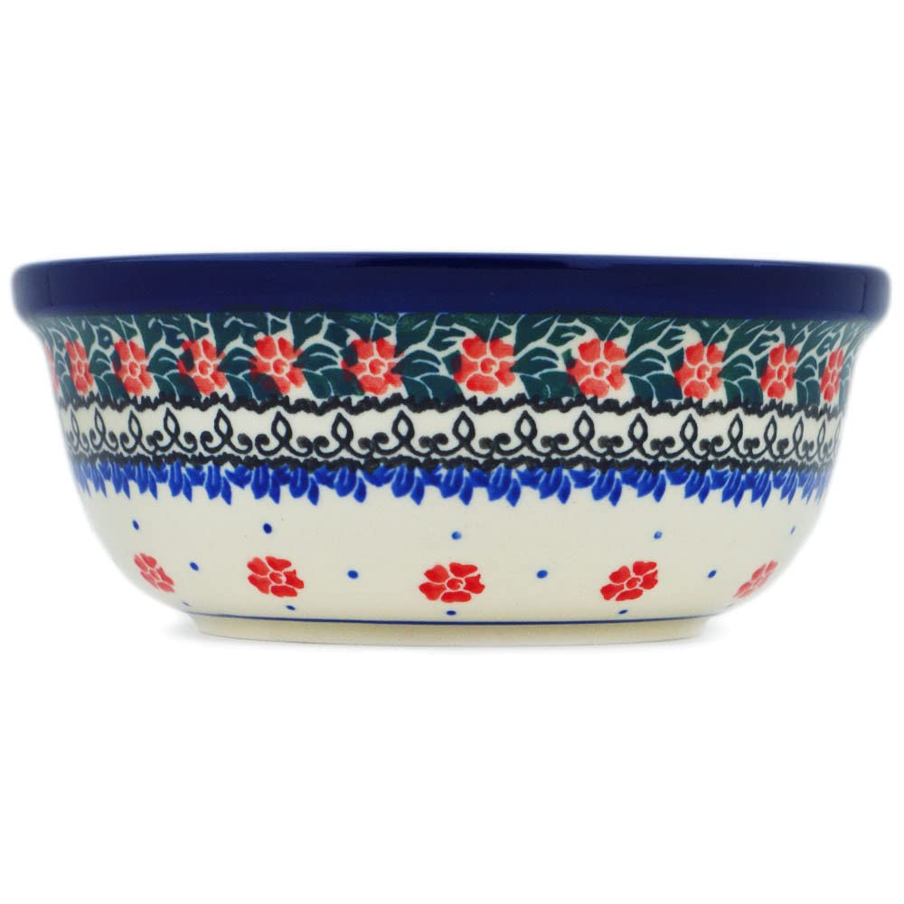 Polish Pottery 6¼-inch Bowl made by Ceramika Artystyczna (Spring Butterfly Theme) + Certificate of Authenticity