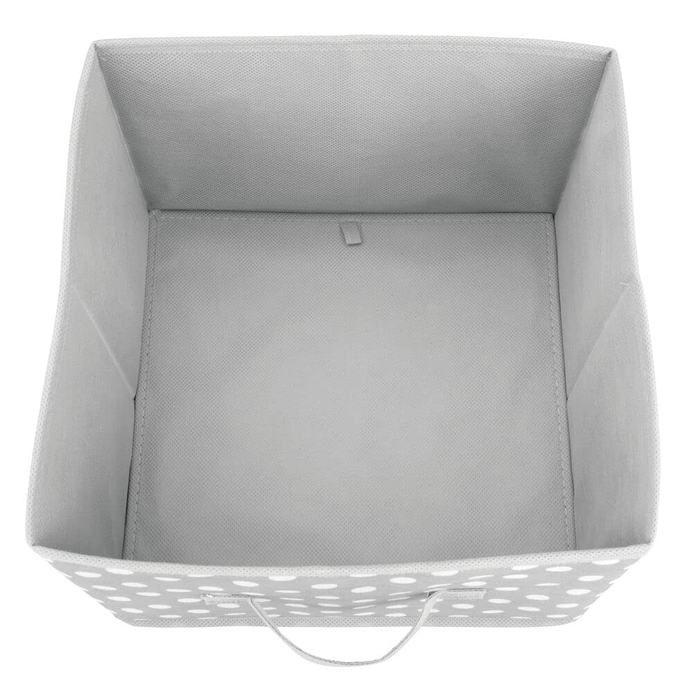 mDesign Medium Soft Fabric Nursery/Playroom Closet Storage Organizer Bin Box with Front Handle for Cube Furniture Shelving Units - Holds Toys, Clothes, Diapers, Bibs, 4 Pack, Pink/White Polka Dot