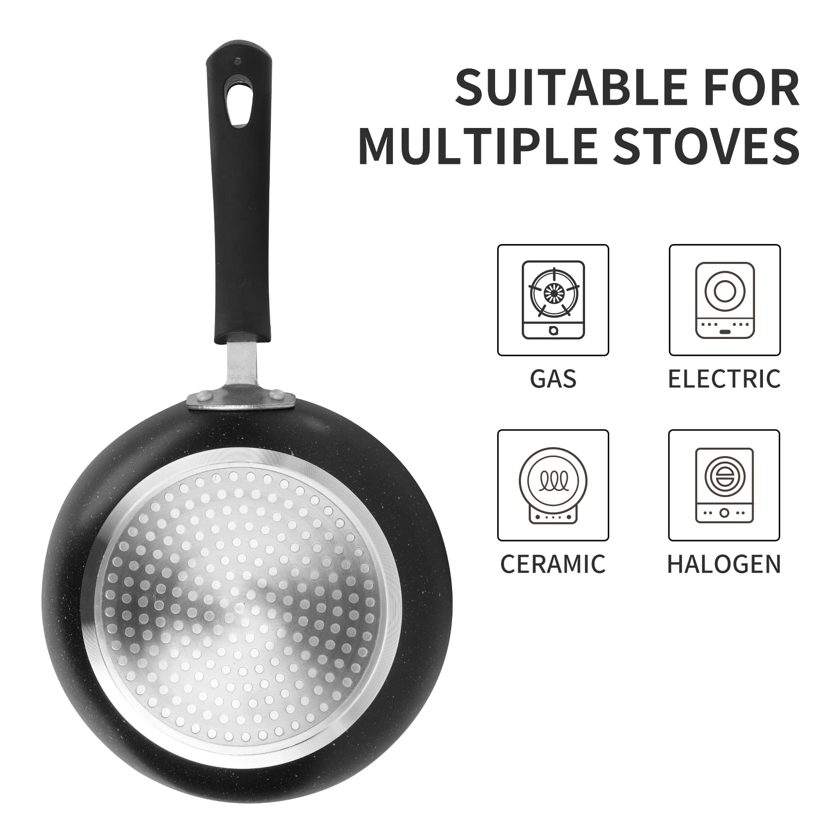 RATWIA Frying Pan 3-Piece Set, Nonstick Skillet Set for Induction Cooktop, Frying Pan Nonstick 8 Inch+9.5 Inch +11 Inch (Black)