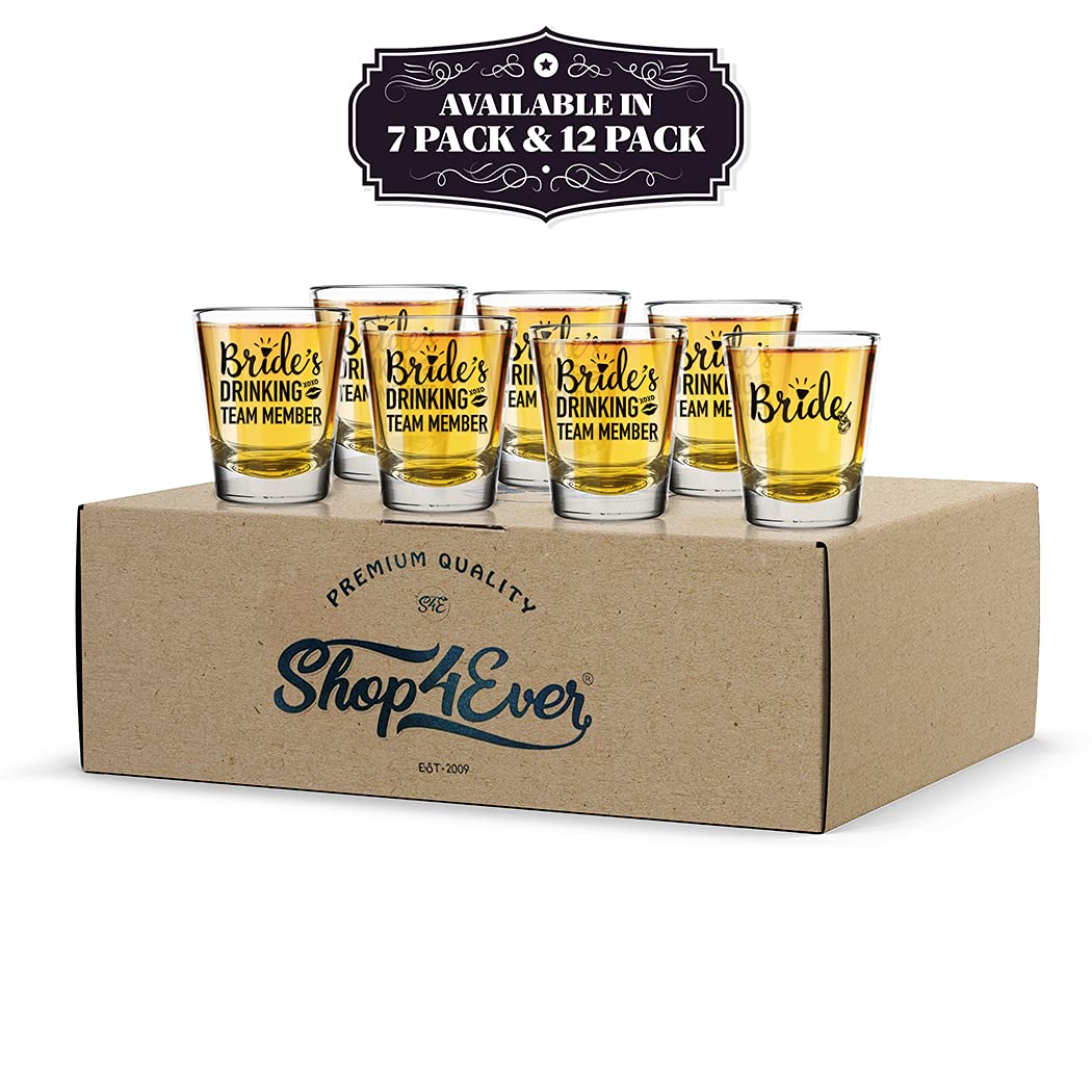 shop4ever Bride and Bride's Drinking Team Member Xoxo Shot Glasses 7 Pack (7)