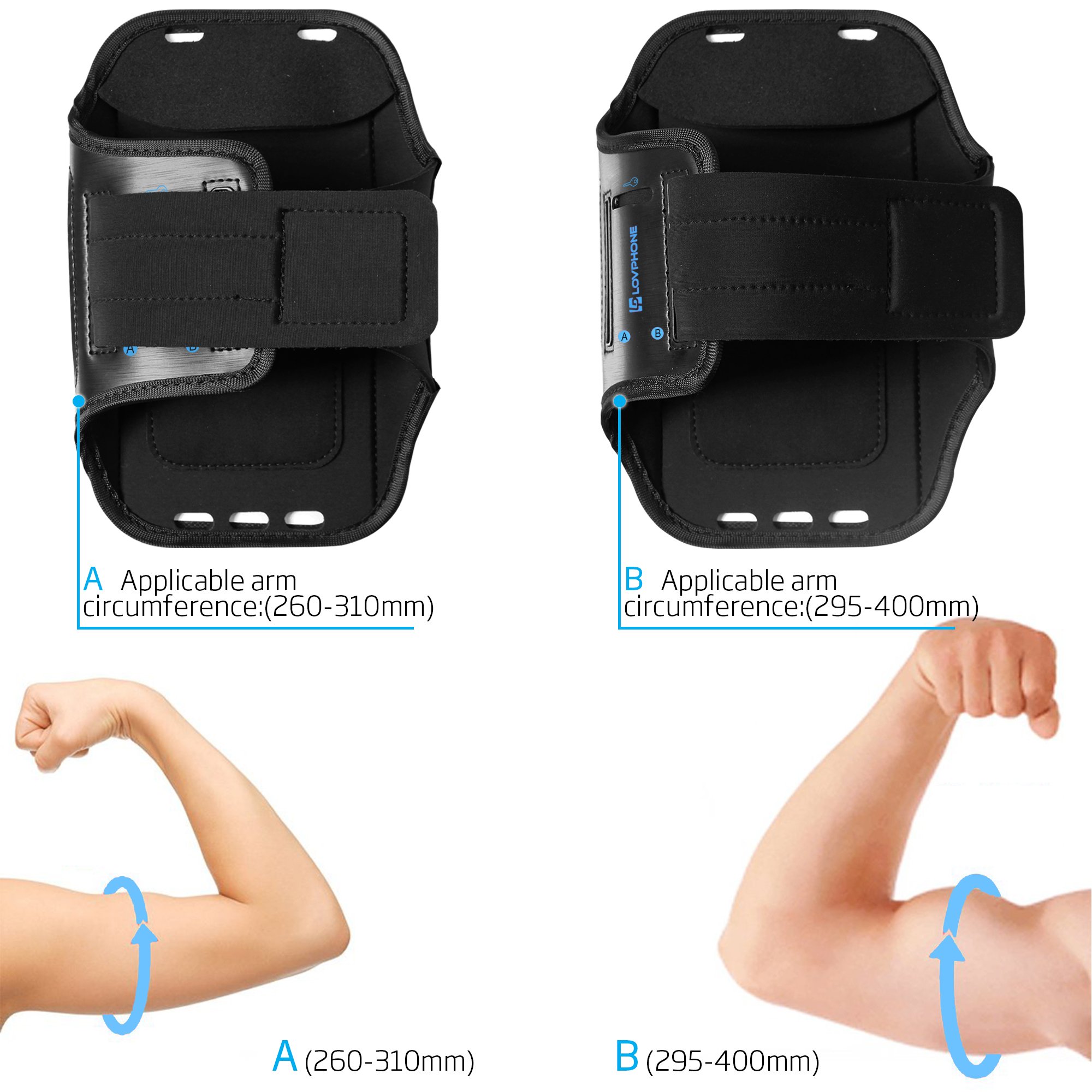 LOVPHONE iPhone 14 Pro Max/14 Max/ 13/12 Pro Max/Samsung Galaxy Note 20/10/9/8 Armband,Sport Running Exercise Gym Case,Fingerprint Sensor Access Supported,Water Resistant and Sweat-Proof (Blue)