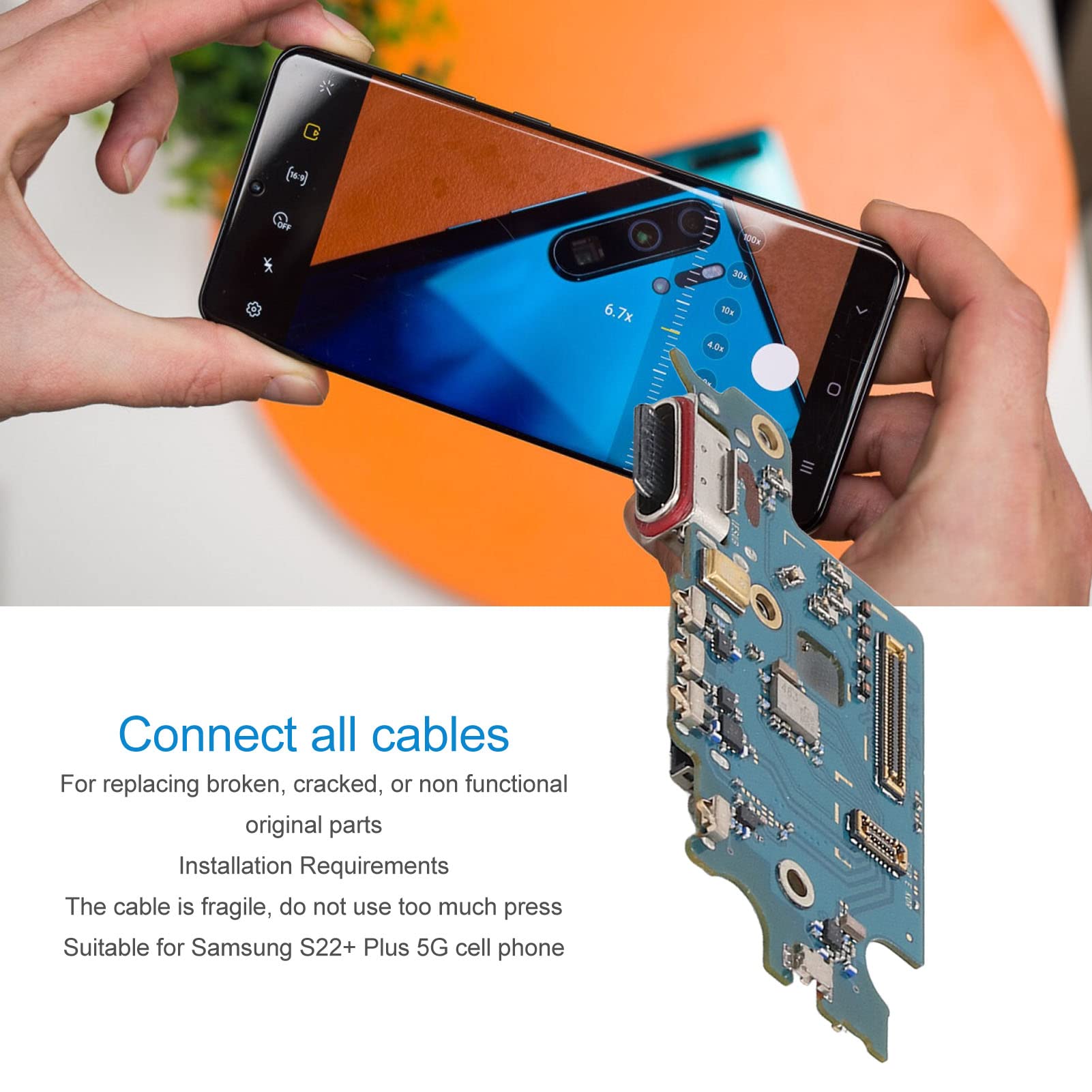 USB Port Flex Cable, Replacement PCB Material Stable Charger Dock Board Cable for Cellphones (S906B European Version)