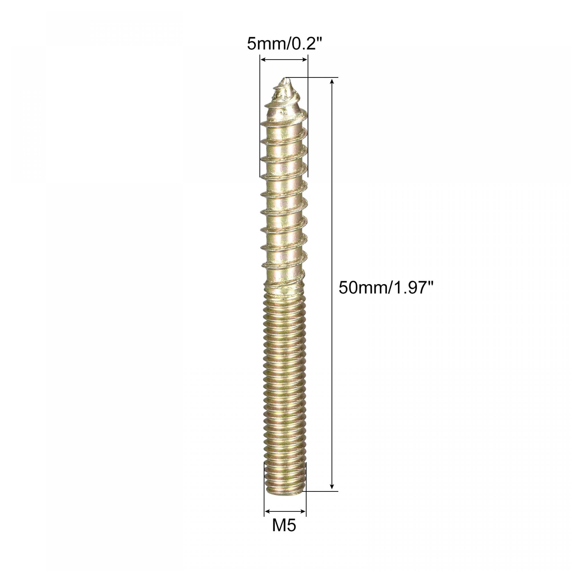 uxcell M5x50mm Hanger Bolts, 20pcs Double Ended Thread Dowel Screws for Wood Furniture