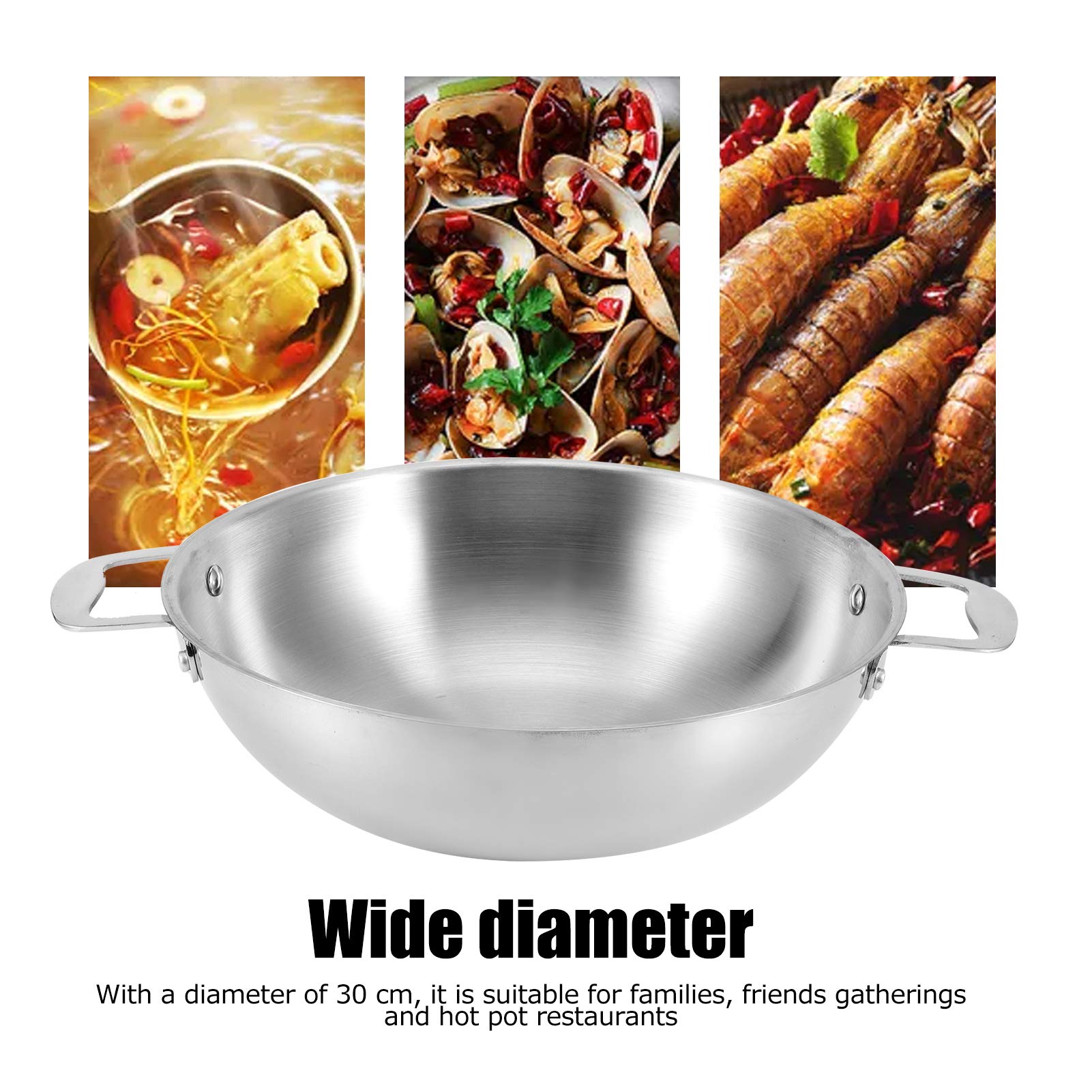 Steamer Pot for Cooking, Stainless Steel Pot Non‑Stick Pot Kitchen Cookware for Cooking Hotpot Soup(11.8 x 3.7inch)