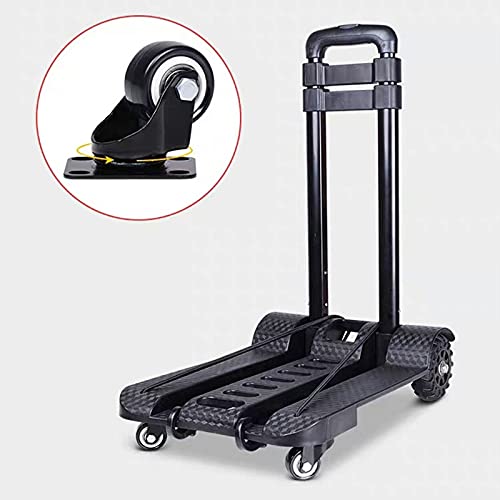 WDBBY Portable Foldable Two-Wheeled Luggage Shopping Travel Cart Flatbed Trailer Trolley Barrow Hand Tools