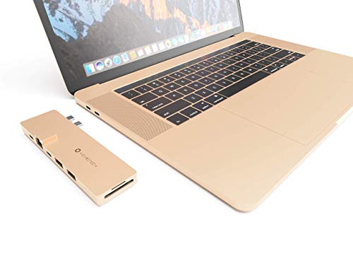 NOV8Tech USB C Hub Adapter for MacBook Air M1 Gold 2022/2021-2018, Mac Air USB Thunderbolt 3 Multiport Adapters with 4K HDMI, Gigabit Ethernet, TB3 100W PD, SD 4.0 UHS-II & MicroSD Reader, 2X USB 3.0