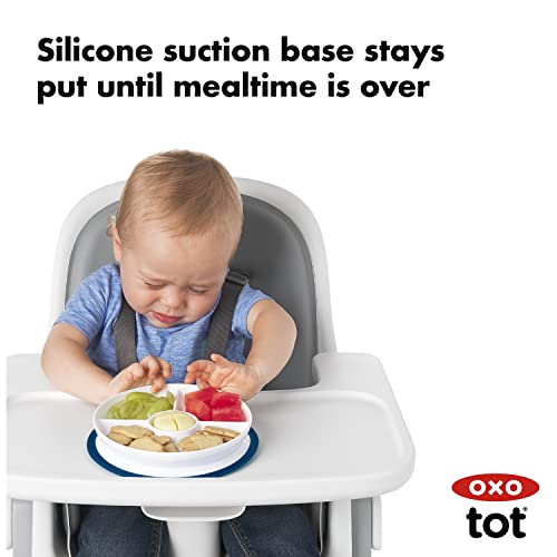 OXO Tot Stick & Stay Suction Divided Plate - Navy (Pack of 3)