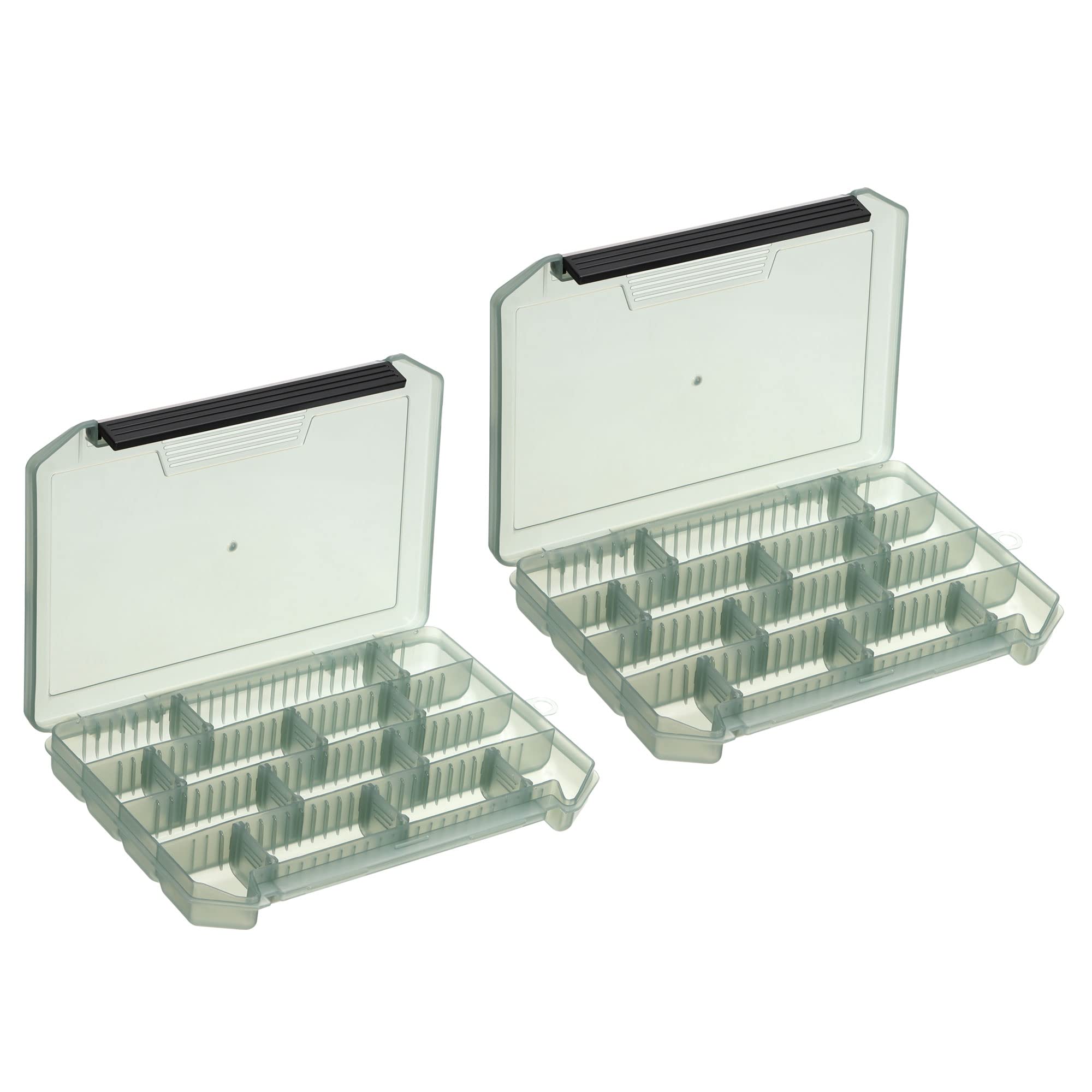 PATIKIL Waterproof Fishing Lure Box, 2 Pack Plastic Fish Tackle Tools Storage Organizer Container, Clear Gray