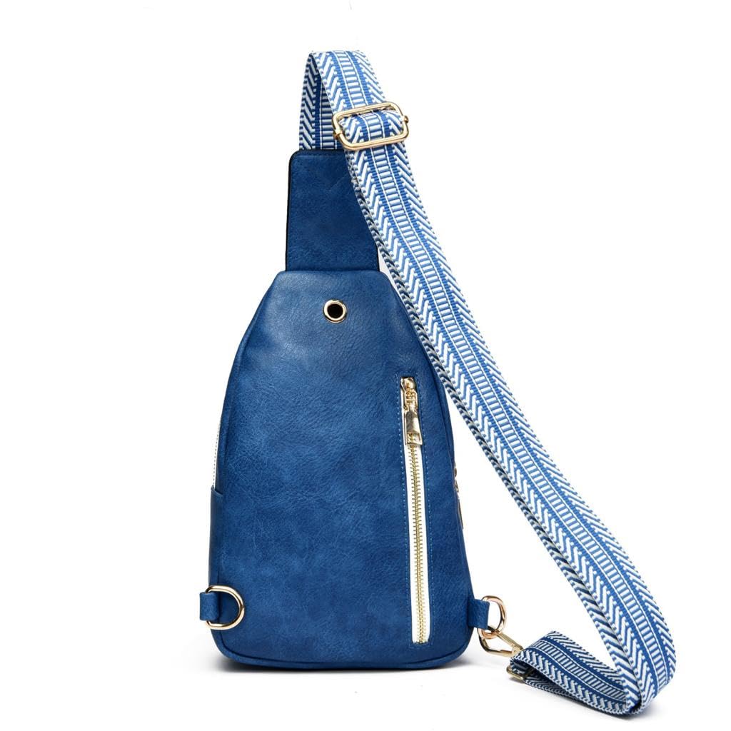Marika Style Small Sling Bag for Women Leather Crossbody Bag for Travel (blue)