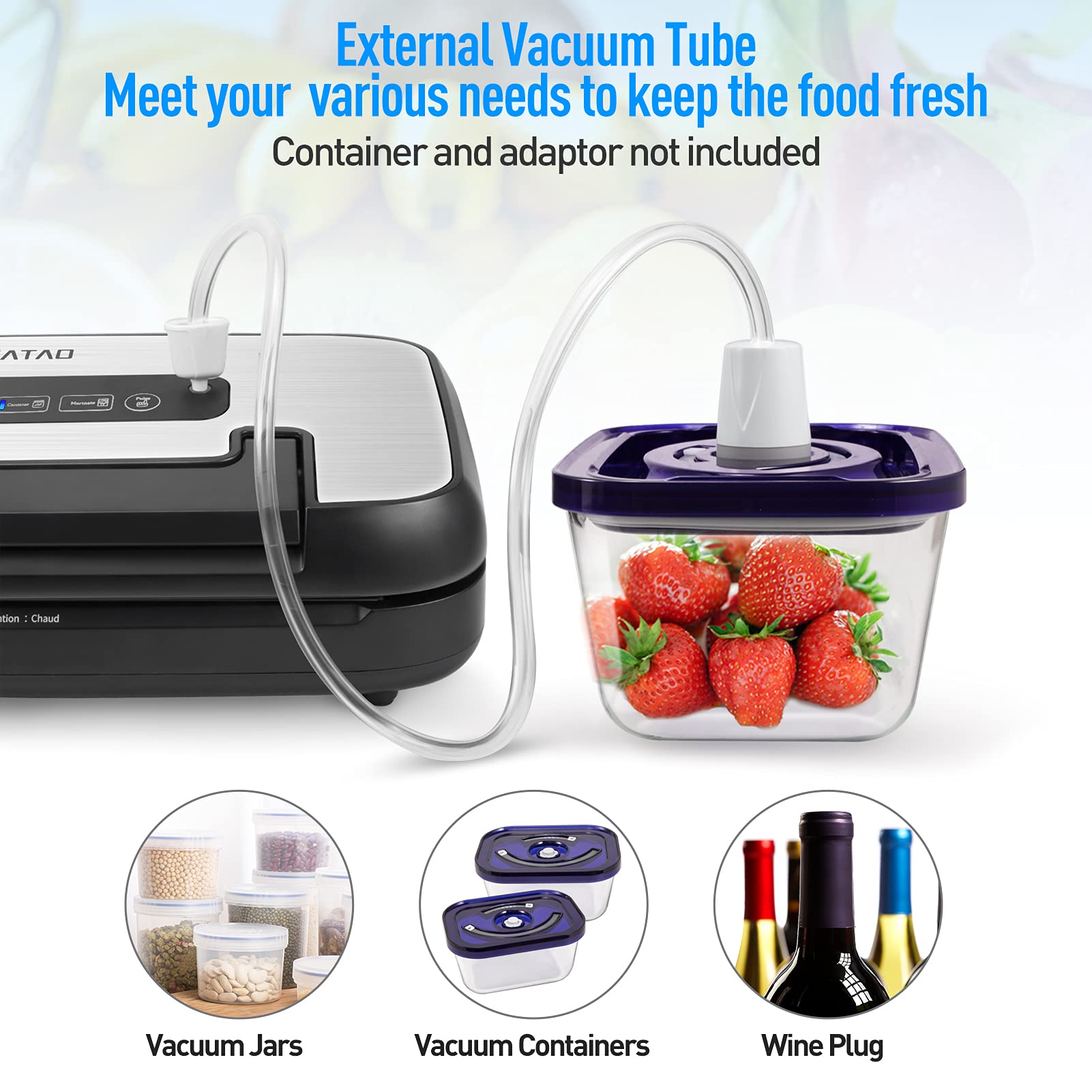 SEATAO VH5156 Vacuum Sealer, 80kpa Multifunctional Commercial and Home Vacuum Food & 2 Pack 8β X 60'Vacuum Sealer Rolls for Food Saver, Seal a Meal, BPA Free, Commercial Grade