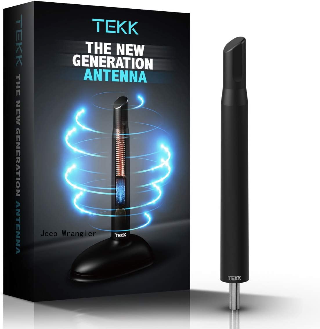 Tekk Short Antenna Compatible with Jeep Wrangler JK JKU JL JLU JT Rubicon Sahara 2007-2023 | Designed for Optimized FM/AM Reception | 4.8 Inches