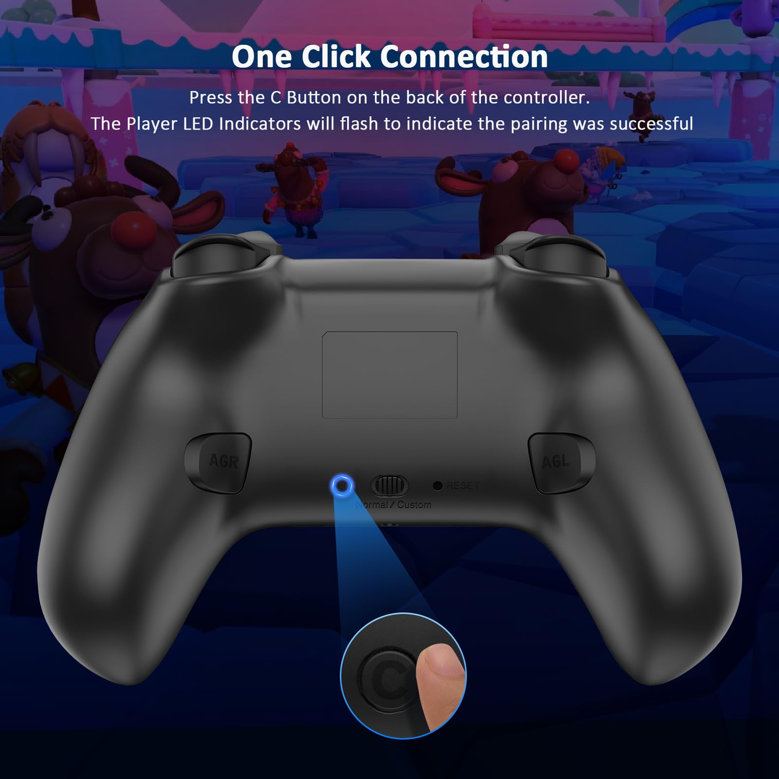 NexiGo Switch Wireless Controller for Nintendo Switch/Lite/OLED with Back Buttons, Bluetooth Controller with Semi-Auto Turbo, Motion, Vibration Function (Red & Blue)