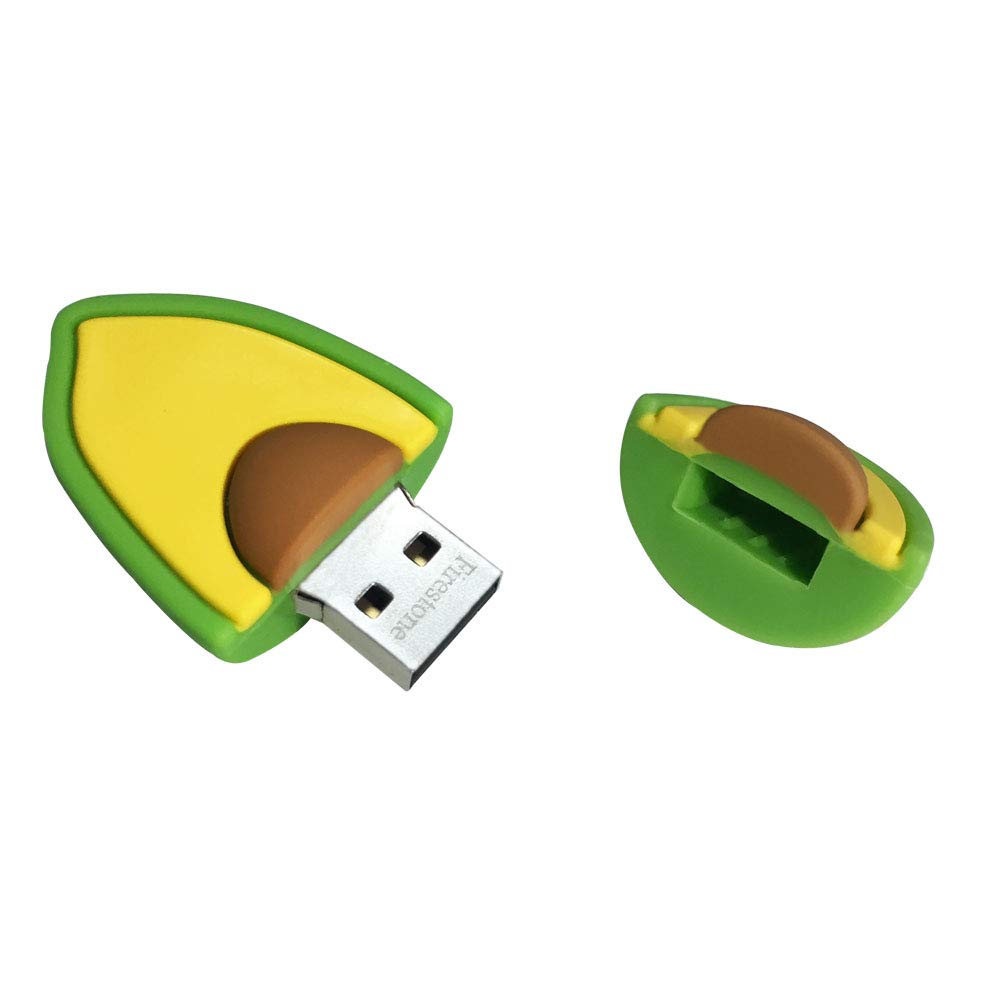 Novelty Cute Cartoon USB 2.0 Flash Drive 16GB Data Storage Memory Stick USB Stick Pendrive Gift (32GB, Avocado)