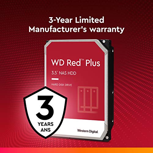 Western Digital 6TB WD Red Plus NAS Internal Hard Drive HDD - 5400 RPM, SATA 6 Gb/s, CMR, 64 MB Cache, 3.5" - WD60EFRX
