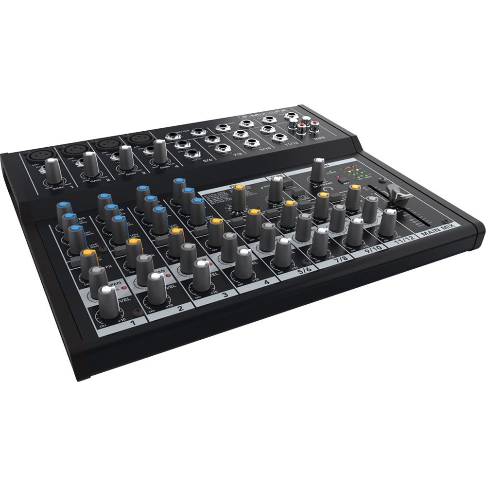 Mackie Mix12FX 12-Channel Compact Effects Mixer Bundle with 2x Mophead 10-Foot TRS Cable, 2x 10-Foot XLR Cable, 3-Foot 1/4" to 3.5mm TS Cable, 1/4" to 3.5mm Adapter, 4x Cable Ties, Microfiber Cloth