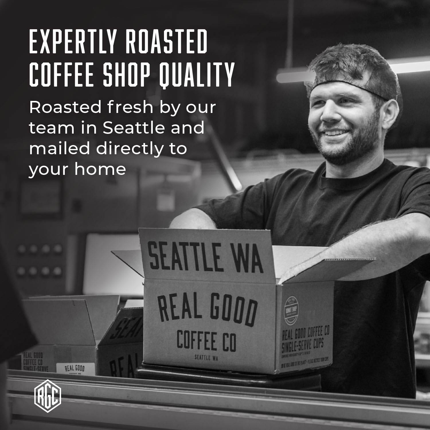 Real Good Coffee Company - Whole Bean Coffee - Decaf Medium Roast Coffee Beans - 2 Pound Bag - 100% Whole Arabica Beans - Grind at Home, Brew How You Like