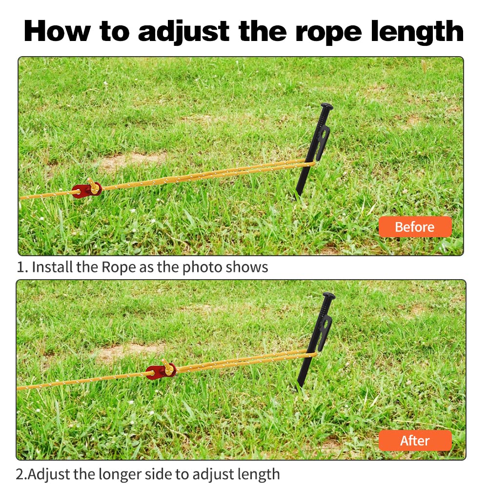 Tent Stakes, 4 Pack 10in Heavy Duty Tent Stakes + Carrying Bag, for Rocky Place Dessert Snowfield and Grassland (4 Pack 10in Stakes)