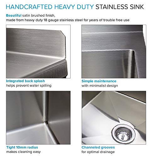 Transolid TFH-2522-SS 25 in. x 22 in. x 34.3 in. Stainless Steel Laundry Sink with Wash Stand in Brushed Satin