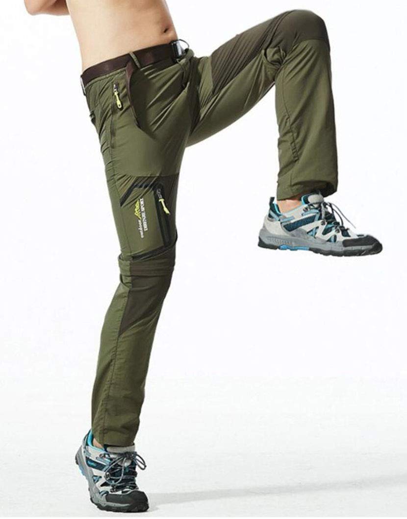 Men's Water-Repellent Quick Dry Convertible Pants Army Green Asian 3XL