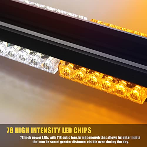 NO. 32 38.5" 78 LED Emergency Strobe Light Bar Double Side Flashing High Intensity Emergency Hazard Warning Flash Strobe Light with Magnetic Base for Safety Construction Vehicles Tow Trucks