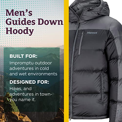 MARMOT Men’s Guides Hoody Jacket | Down-Insulated, Water-Resistant, Lightweight, Slate Grey/Cinder, Large