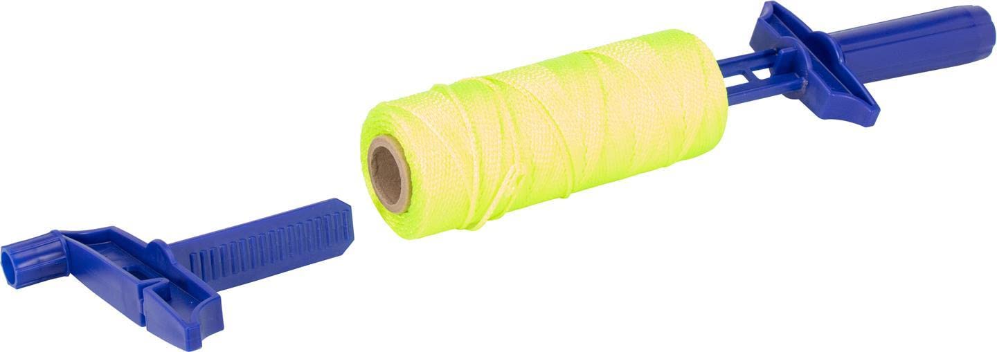 Marshalltown Mason's Line Winder, with Handle and 500FT Yellow Braided Line, Refillable, Made in The USA, LWML339