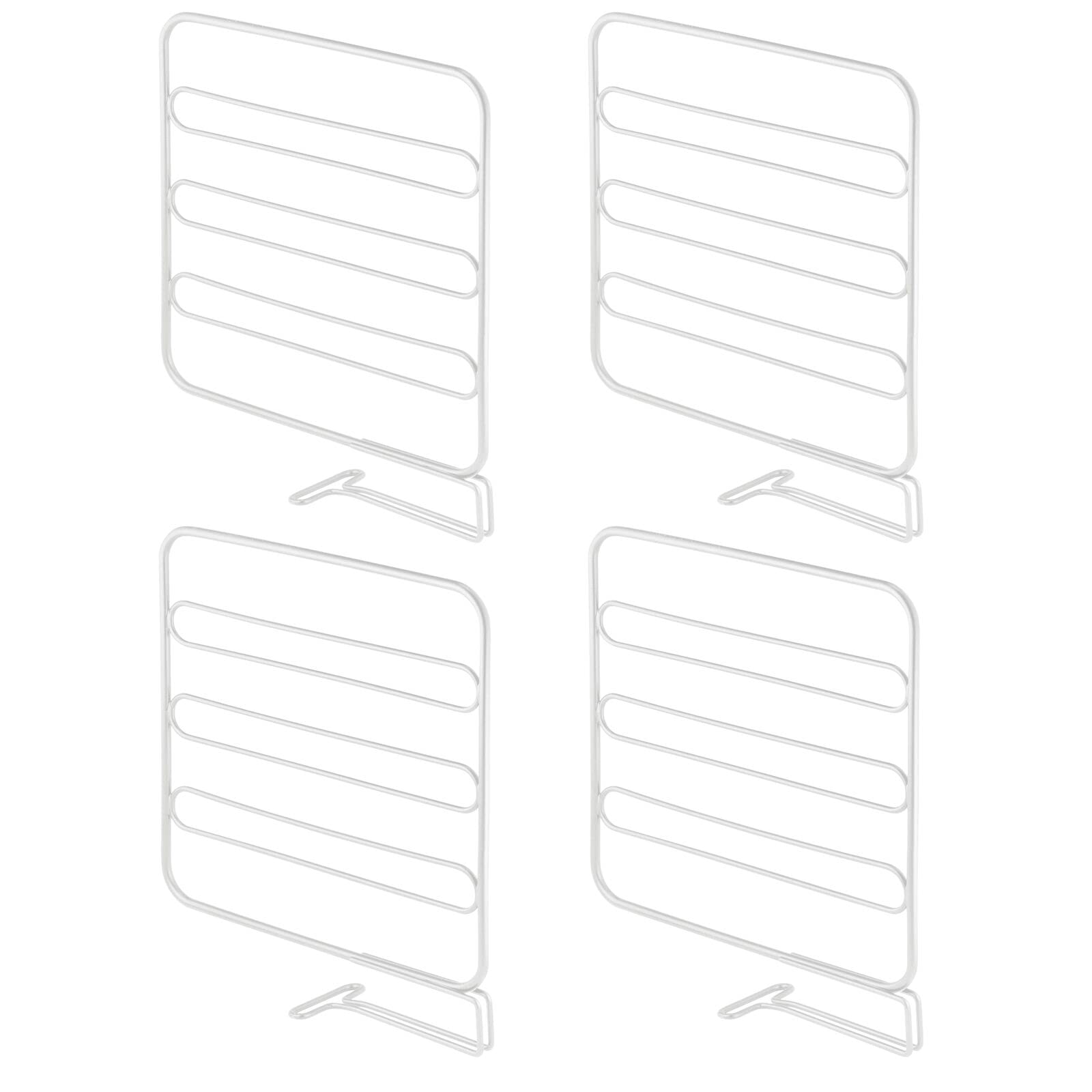 mDesign Versatile Metal Wire Closet Shelf Divider and Separator for Storage and Organization in Bedroom, Bathroom, Kitchen and Office Shelves - Easy Install, 4 Pack - White