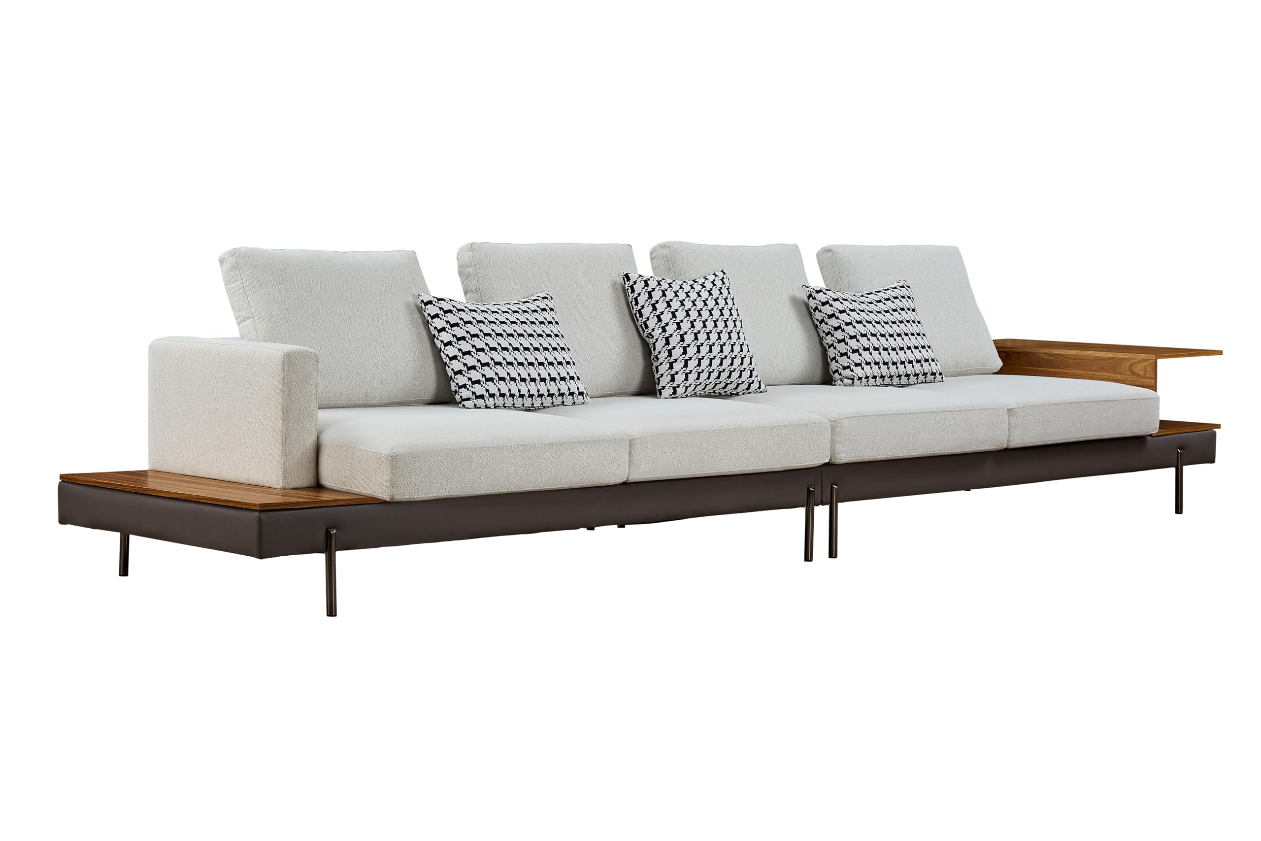 Yogald 4 Seat Modular Sectional Sofa, Minimalist Cloud Couch with Metal Feet, Adjustable Armrest, and 3 Pillows, for Living Room, Office, or Sunroom(Off White)