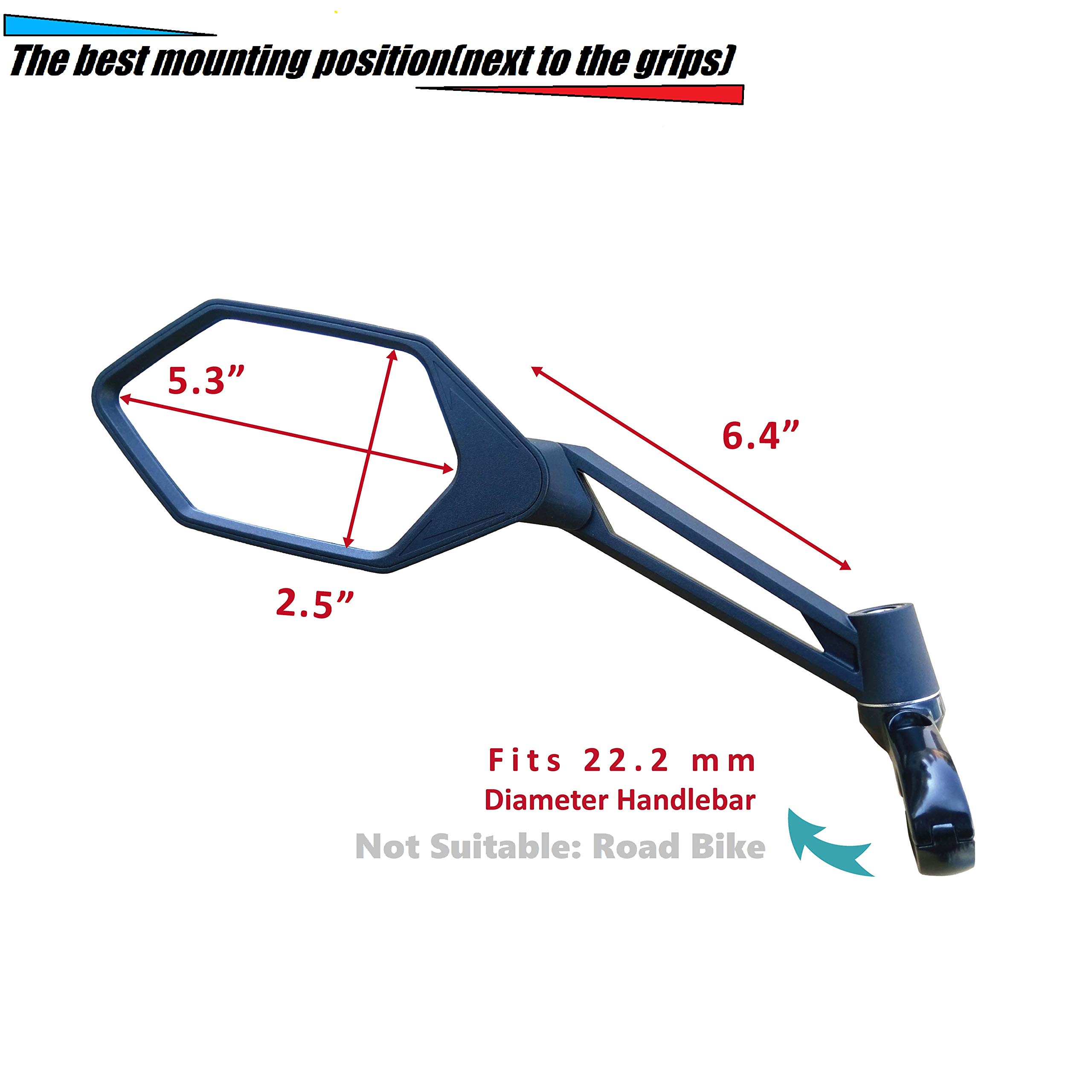 MEACHOW New Scratch Resistant Glass Lens,Handlebar Bike Mirror, Adjustable Safe Rearview Mirror, Bicycle Mirror (Silver Left Side) ME-005LS