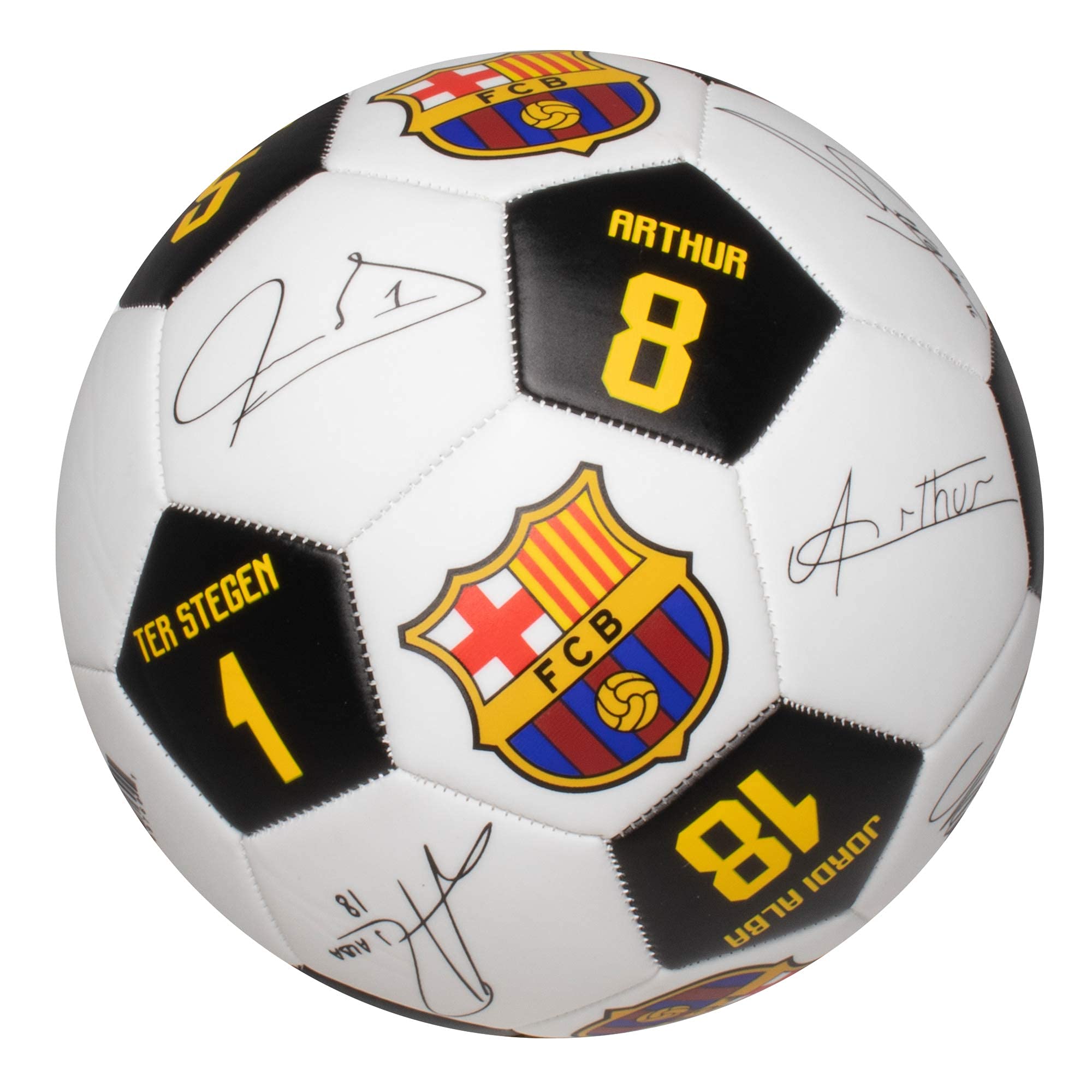 Maccabi Official FC Barcelona Soccer Ball with Player Signatures and Player Numbers, Size 5