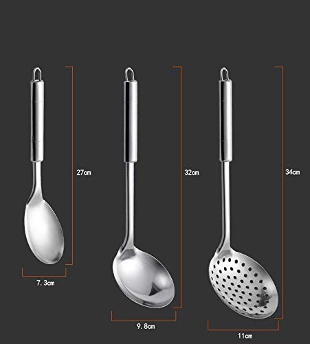 LMMDP 7Pieces Stainless Steel Kitchenware Set Cooking Spoon Shovel Spatula Soup Colander Home Kitchen Utensils Tools Gifts Kitchen