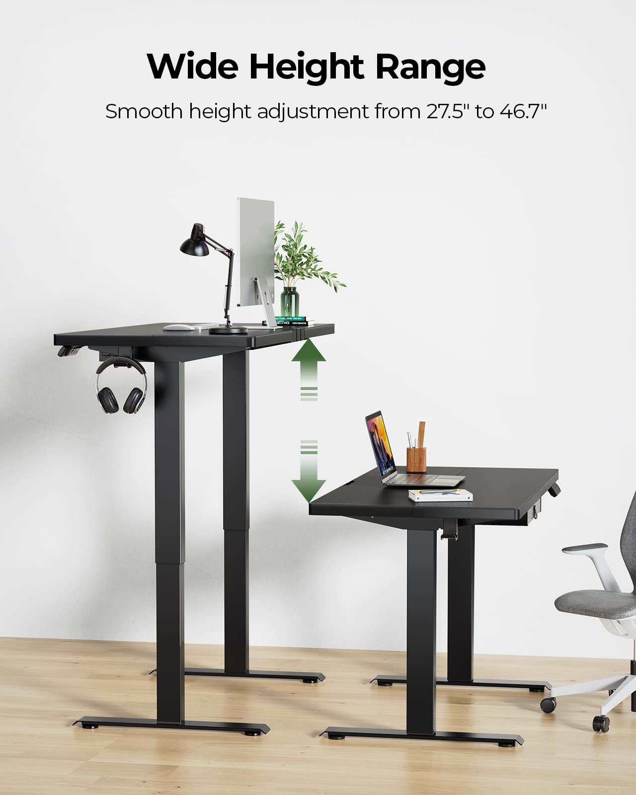 Marsail TZESD12B home-office-desks, 48 x 24 Inch, Black