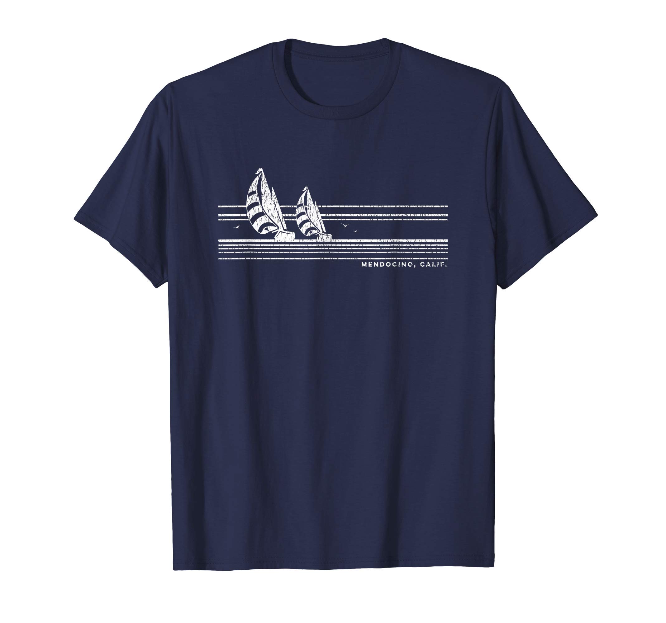 Mendocino CA Vintage Sailing 70s Nautical Sailboat T-Shirt