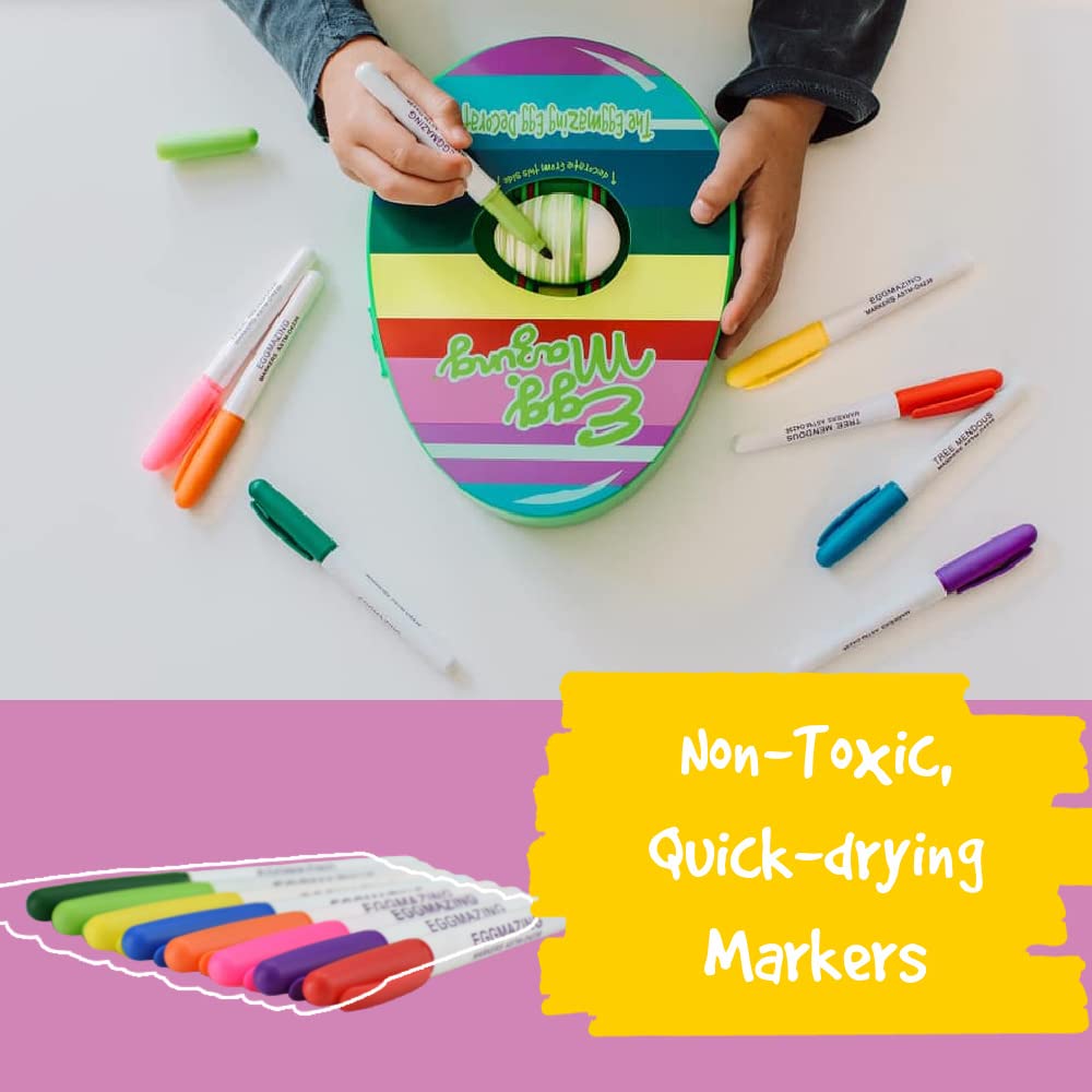 The EggMazing Easter Egg Mini Decorator Kit and 1 Dozen White Wooden Eggs - Year Round Arts and Crafts Activity